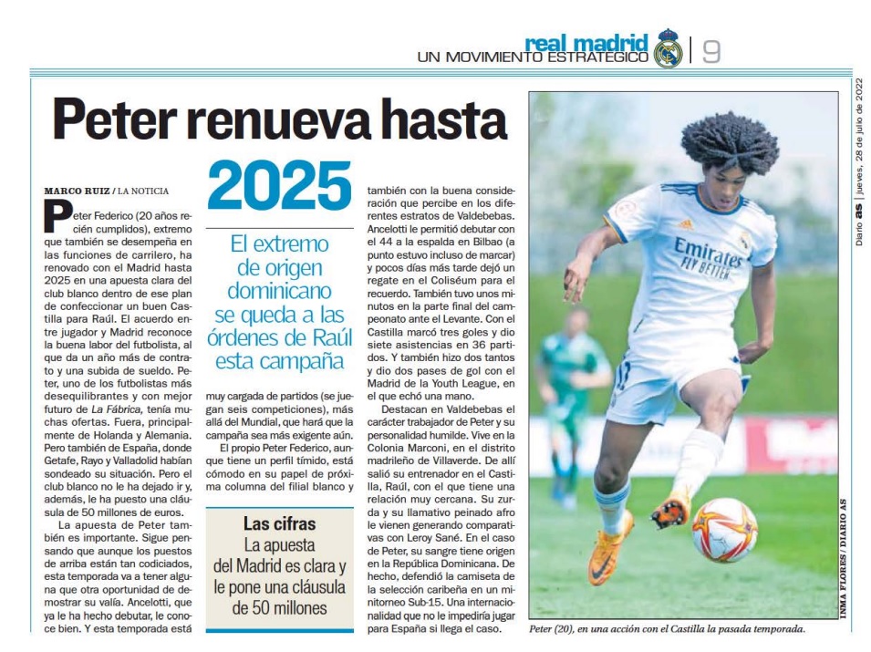 AS: Peter renueva por el Real Madrid pero antes había sido sondeado por ...