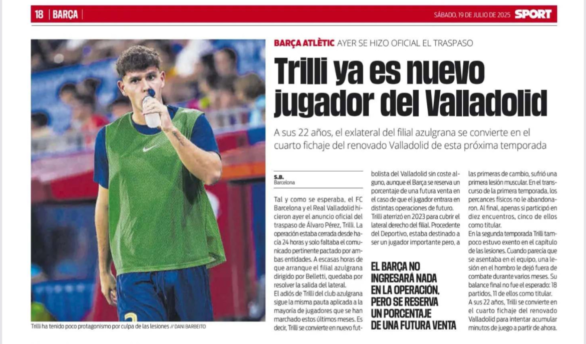 Así se ve el fichaje de Trilli por el Real Valladolid en la prensa ...